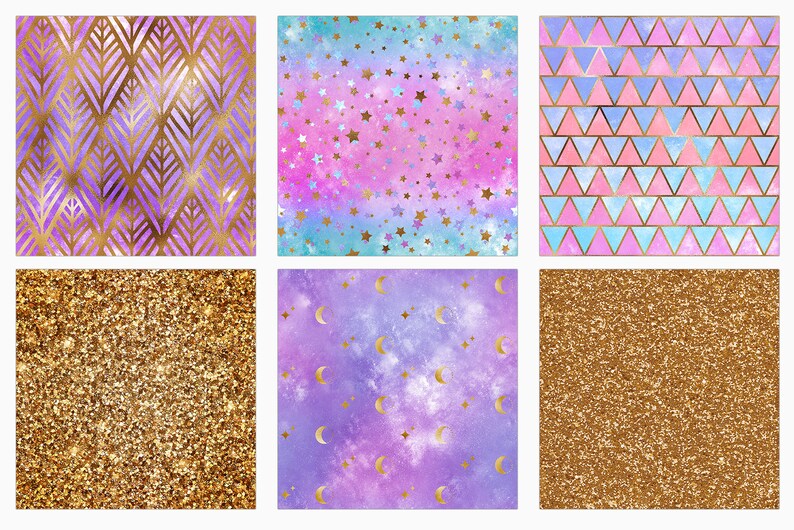 Pastel Galaxy Foil Digital Paper, Seamless Textures, Digital Metallic ...