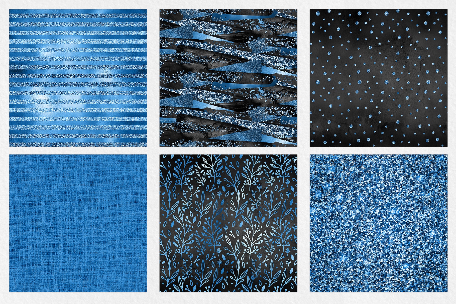 Black & Blue Foil Digital Paper, Seamless Textures, Scrapbook and ...