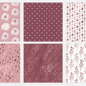 Valentine's Day Rose Gold Digital Paper, Gold Foil, Valentine, Hearts ...