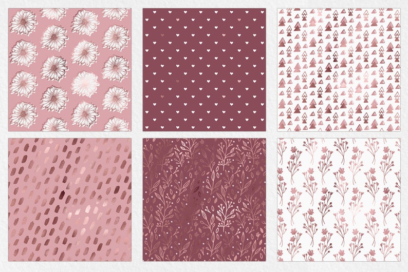 Valentine's Day Rose Gold Digital Paper, Gold Foil, Valentine, Hearts ...