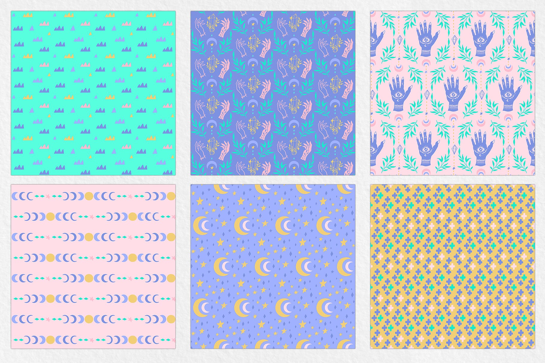 Pastel Magic Digital Paper Set Seamless Textures Esoteric | Etsy