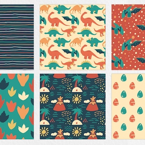 Dinosaur Digital Paper Set, Children's Digital Paper, Kids' Patterns ...