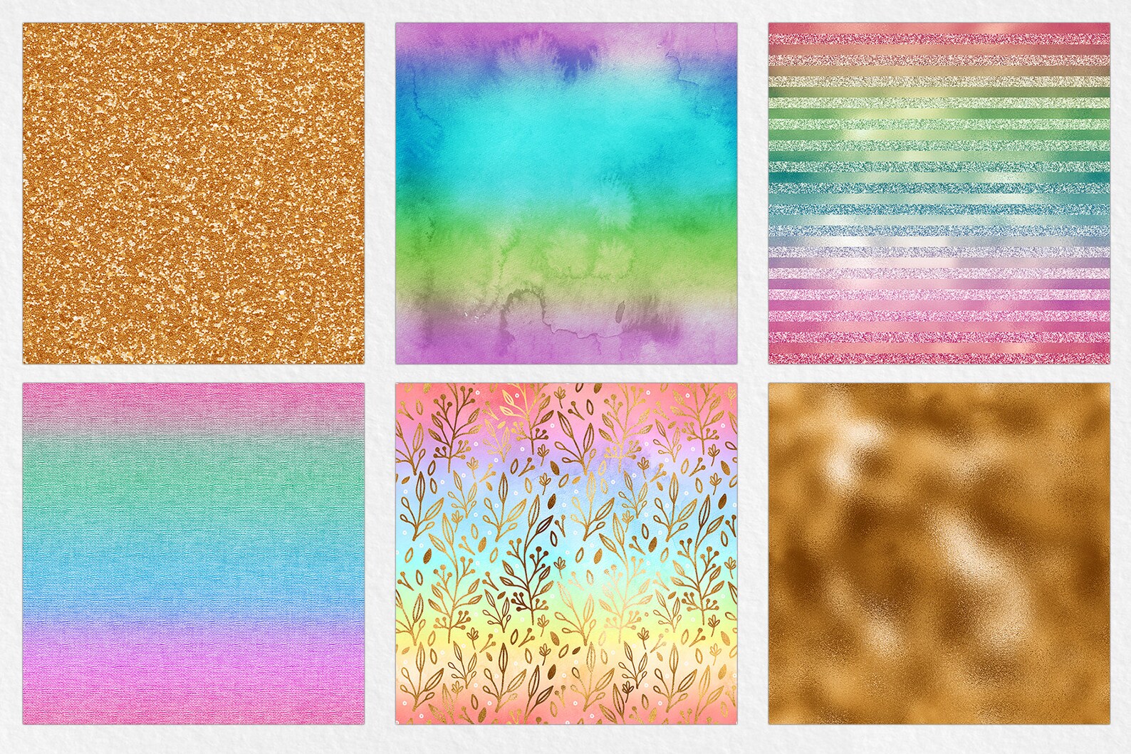 Rainbow Gold Digital Paper Seamless Patterns Pastel Digital - Etsy