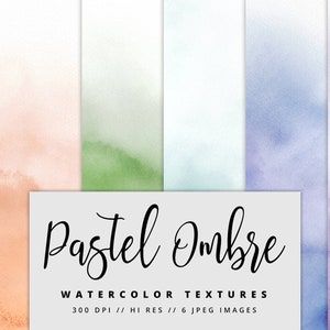 Pastel Ombre Watercolor Digital Paper, Soft Gradient Textures ...
