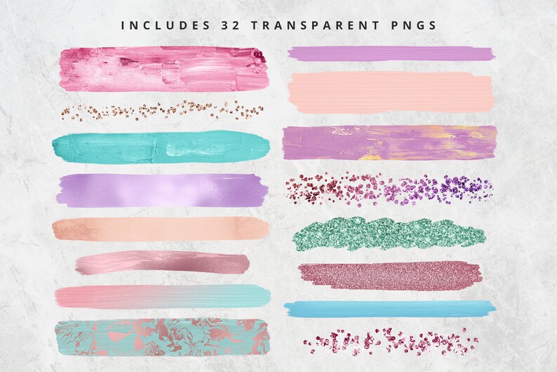 Pastel Brush Strokes Clipart, Paint Strokes, PNG, Gold Foil Brush ...