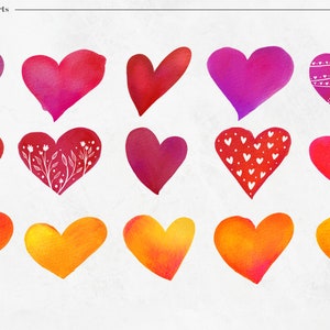 Watercolor Hearts Clip Art, Rainbow Hearts, Valentine Clip Art ...
