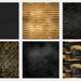 Black and Gold Foil Digital Paper, Metallic Textures, Floral Digital ...
