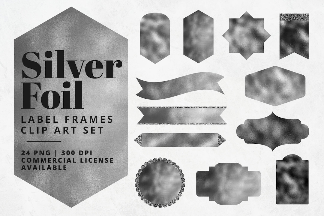 Silver Foil Label Frames, Label Frame Clip Art, Silver Foil Frames ...
