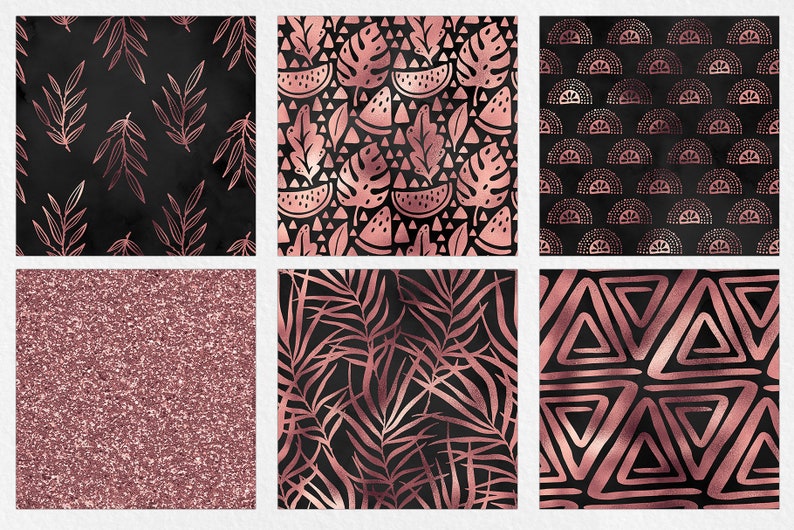 Rose Gold Summer Digital Paper Set Foil Seamless Textures - Etsy