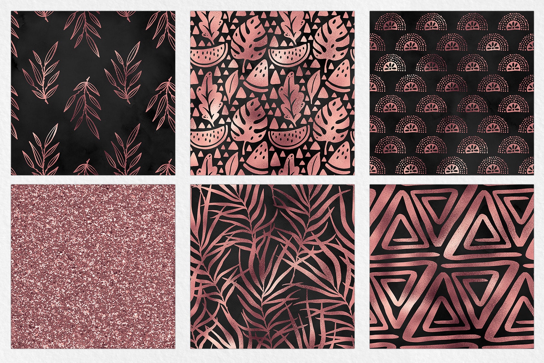 Rose Gold Summer Digital Paper Set Foil Seamless Textures - Etsy