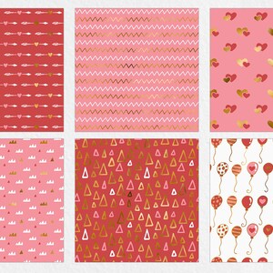 Valentine's Day Gold Foil Digital Paper, Gold Foil, Valentine, Hearts ...