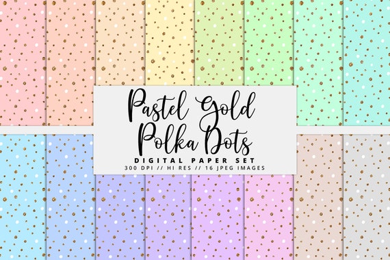 Pastel Gold Foil Polka Dots Digital Paper Pastel Backgrounds | Etsy