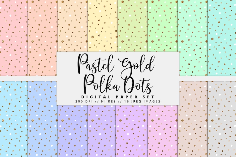 Pastel Gold Foil Polka Dots Digital Paper Pastel Backgrounds - Etsy
