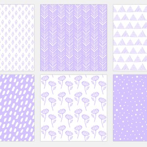 Lavender Purple Pastel Digital Paper, Printable Paper, Pastel Patterns ...