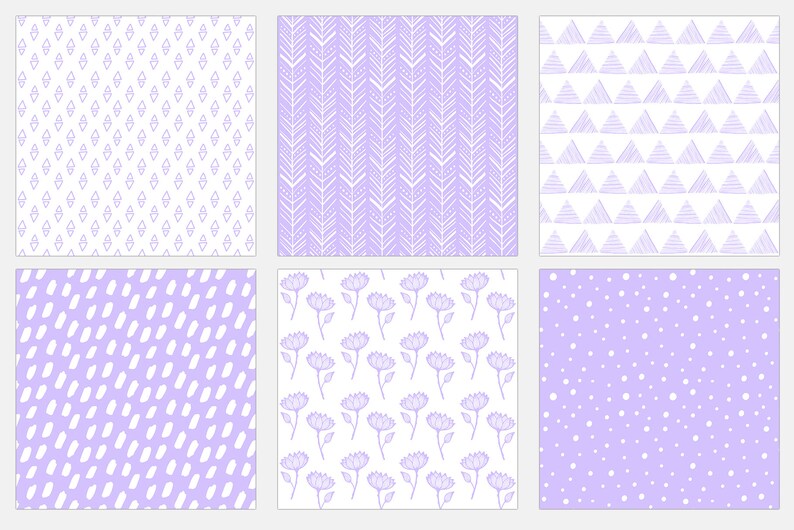 Lavender Purple Pastel Digital Paper, Printable Paper, Pastel Patterns ...
