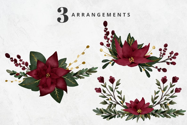 Christmas Watercolor Leaves Clip Art, Botanical Leaves Illustrations ...