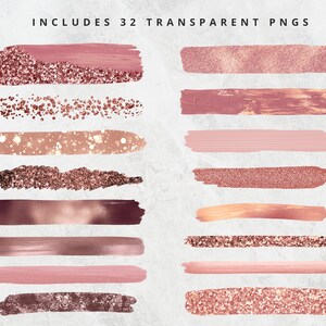 Rose Gold Brush Strokes Clipart, Paint Strokes, PNG, Gold Foil Brush ...