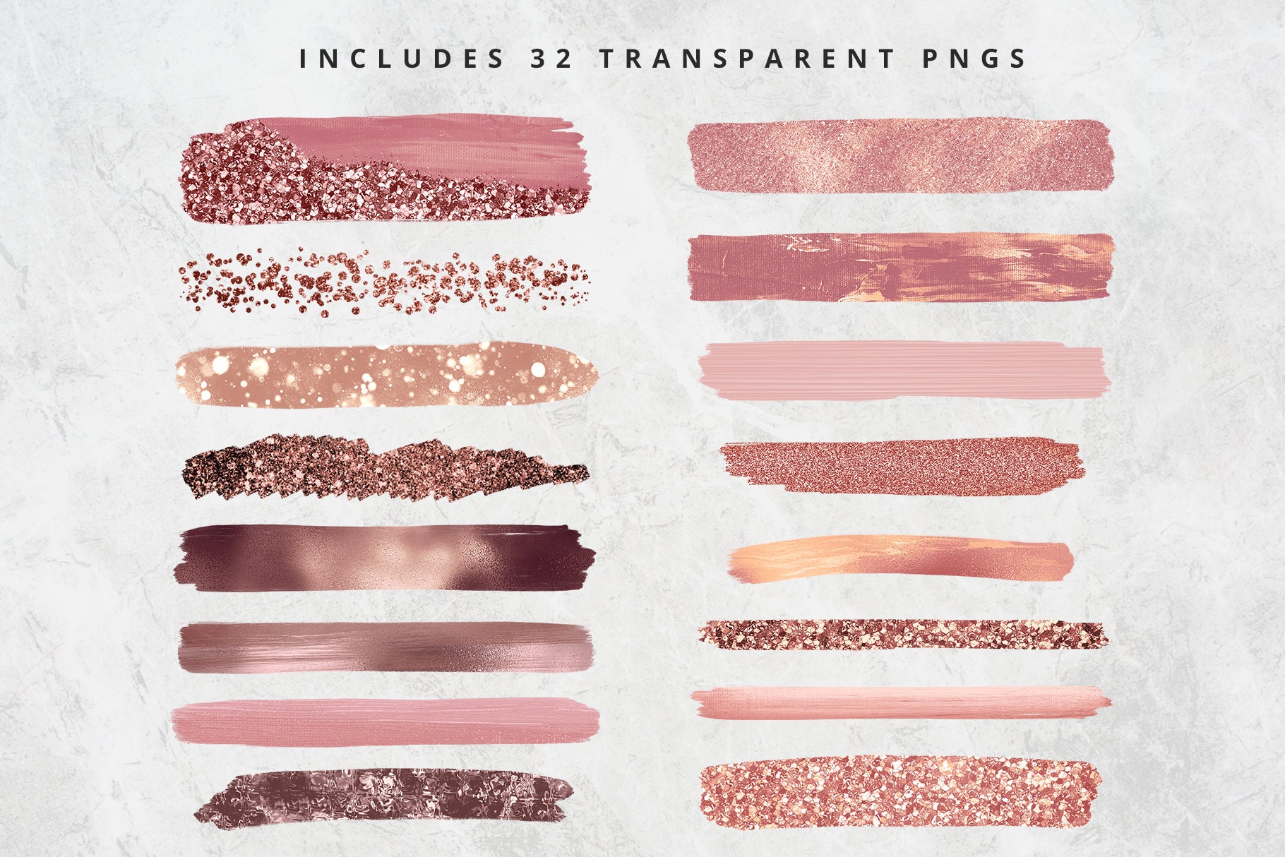 Rose Gold Brush Strokes Clipart, Paint Strokes, PNG, Gold Foil Brush ...