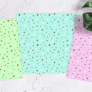 Pastel Gold Foil Polka Dots Digital Paper, Pastel Backgrounds, Gold ...