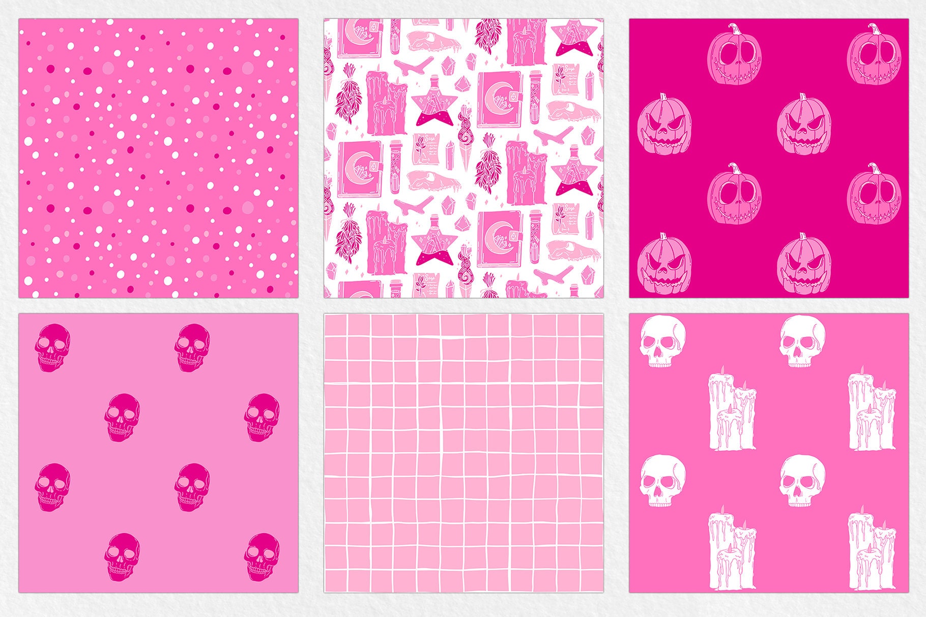 Pink Halloween Digital Paper Set Seamless Textures Halloween - Etsy