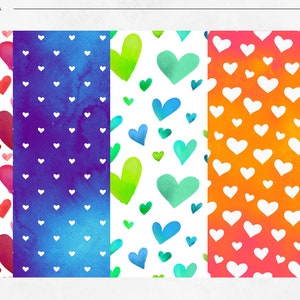 Watercolor Hearts Clip Art, Rainbow Hearts, Valentine Clip Art ...