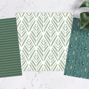 Green Botanical Digital Paper Set, Seamless Textures, Floral Patterns ...