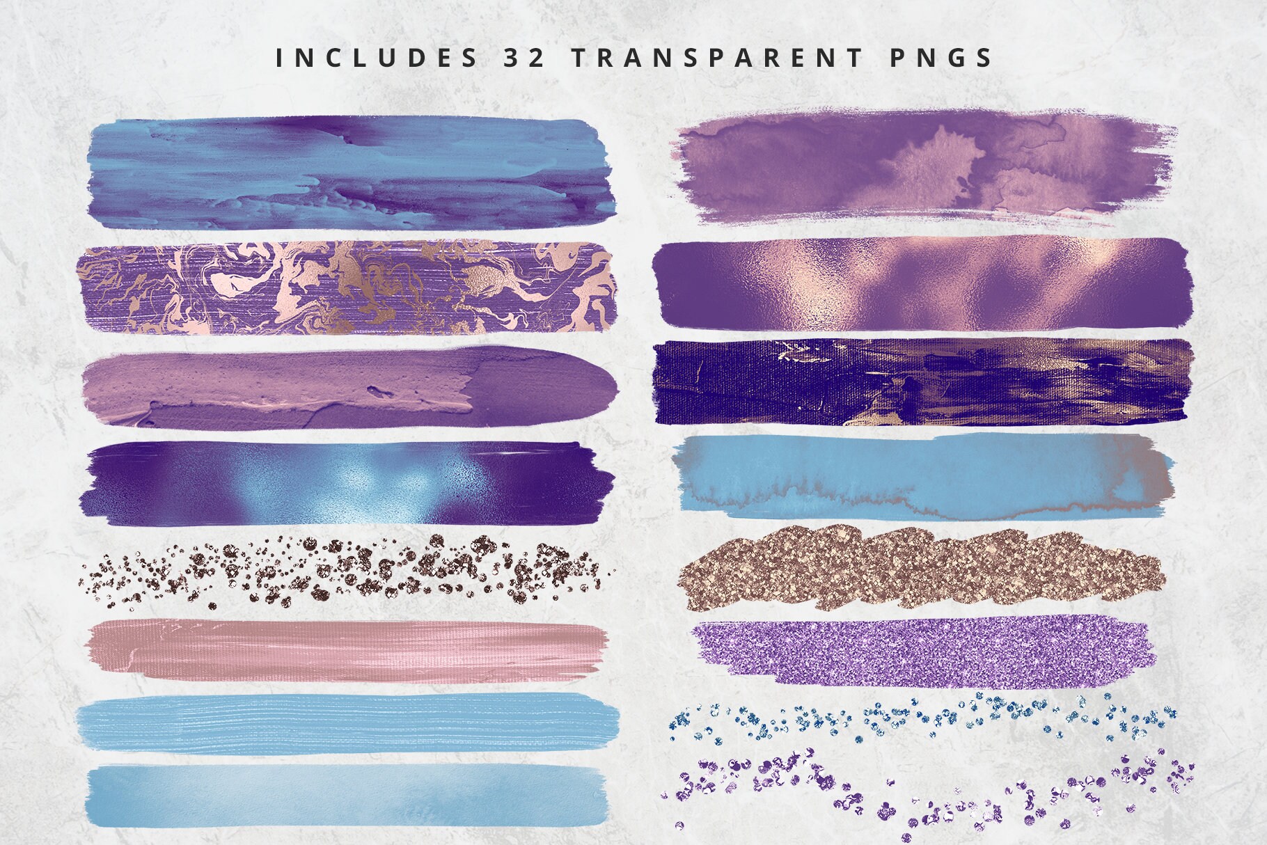 Lavender Brush Strokes Clipart, Paint Strokes, PNG, Gold Foil Brush ...