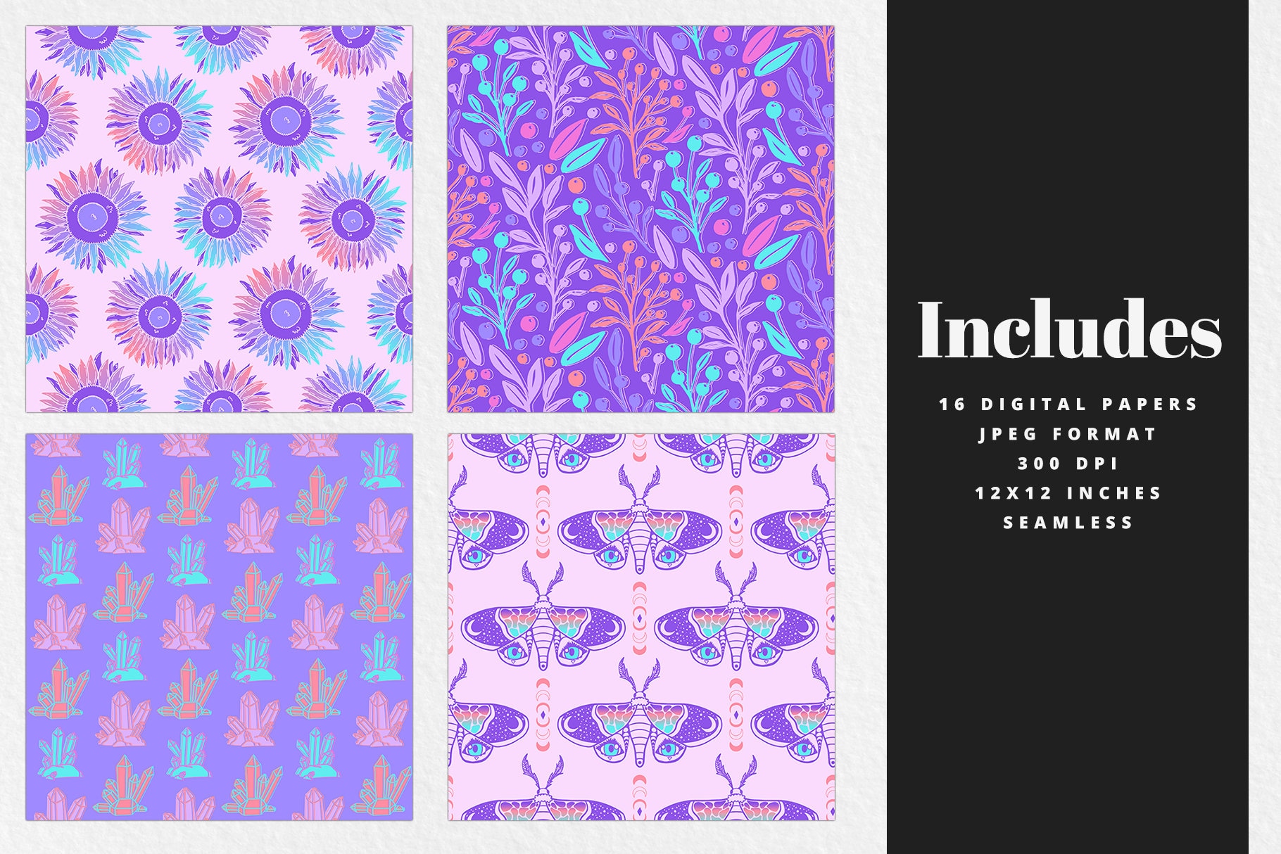 Aesthetic Digital Paper Set Seamless Textures Floral - Etsy