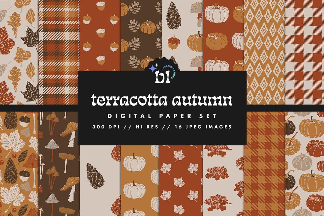 Fall Digital Paper, Plaid Seamless Textures, Autumn Plaid Patterns ...
