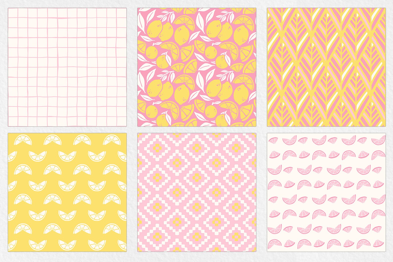 Lemon Digital Paper Set Seamless Textures Summer Patterns - Etsy