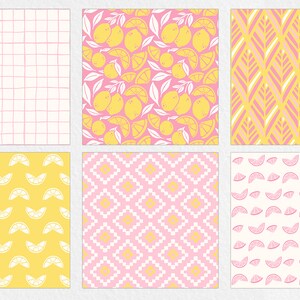 Lemon Digital Paper Set, Seamless Textures, Summer Patterns, Lemonade ...