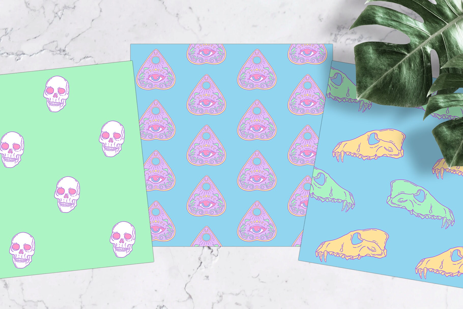 Pastel Halloween Digital Paper Set Seamless Textures - Etsy