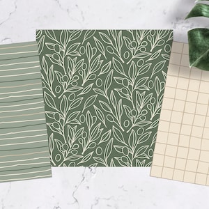 Sage Floral Digital Paper Set, Seamless Textures, Flower Patterns ...