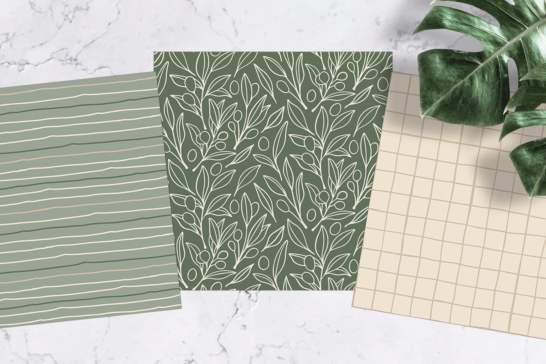 Sage Floral Digital Paper Set Seamless Textures Flower - Etsy