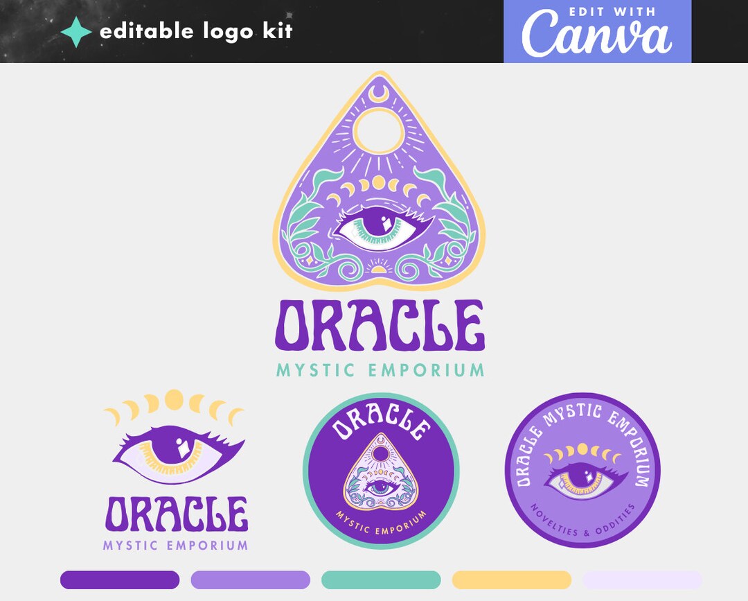 DIY Canva Logo Template - Ouija Editable Logo - Colorful Pastel Goth ...