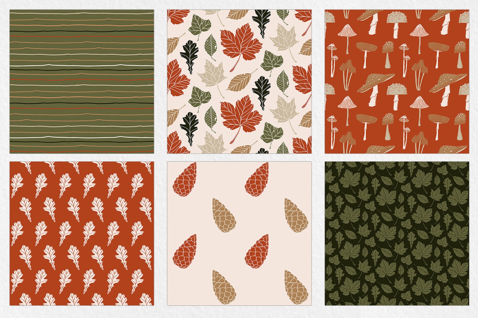 Fall Foliage Digital Paper Set Seamless Textures Autumn | Etsy