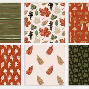 Fall Foliage Digital Paper Set, Seamless Textures, Autumn Patterns ...