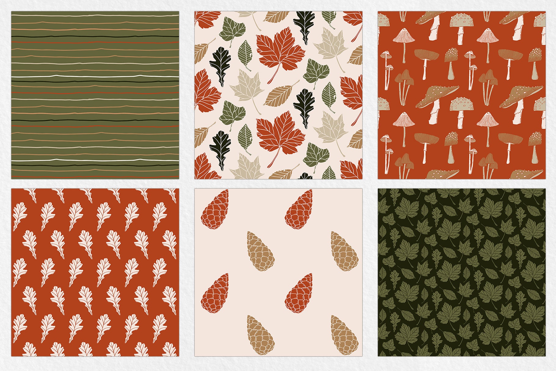 Fall Foliage Digital Paper Set, Seamless Textures, Autumn Patterns ...