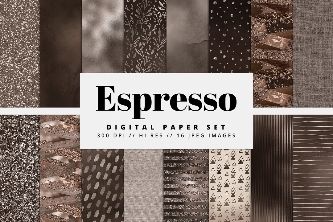 Espresso Brown Foil Digital Paper, Seamless Textures, Coffee, Metallic ...
