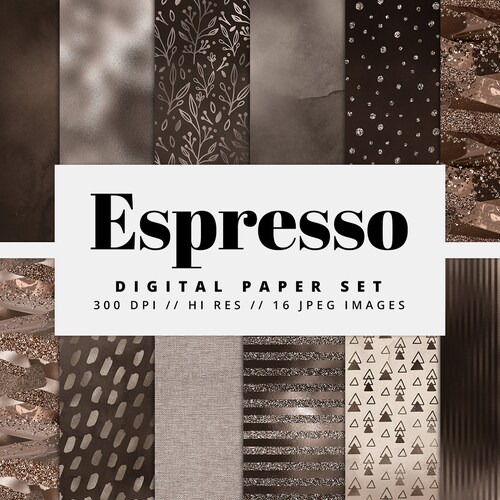 Espresso Brown Foil Digital Paper Seamless Textures Coffee | Etsy