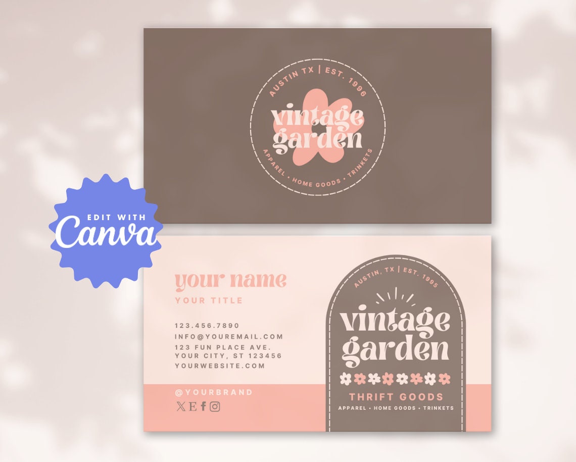 DIY Canva Business Card Template - Editable Template - Printable ...