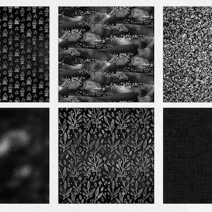 Black Foil Digital Paper, Seamless Textures,silver, Digital Metallic ...