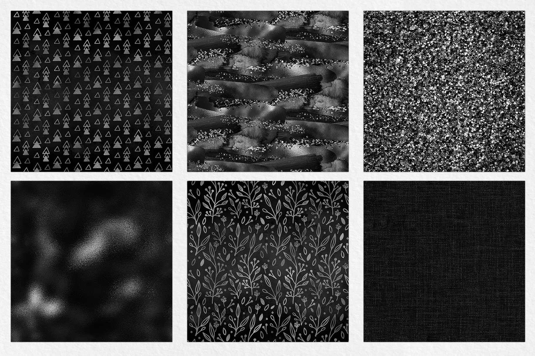 Black Foil Digital Paper, Seamless Textures,silver, Digital Metallic ...