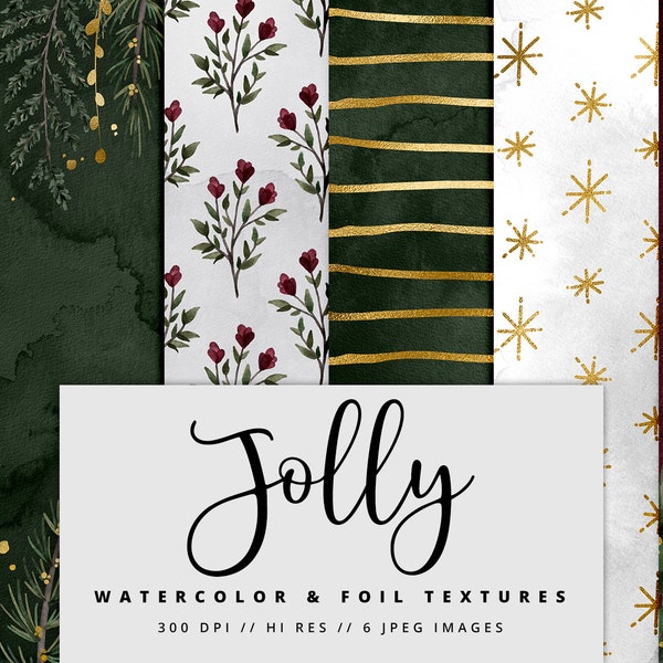 Watercolor Christmas Digital Paper - Etsy