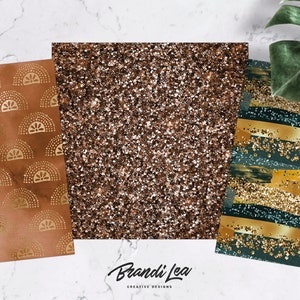 Modern Digital Paper Set, Foil, Seamless Textures, Summer, Trendy, Boho ...