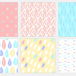 Pastel Scandinavian Digital Paper, Handdrawn, Floral, Geometric ...