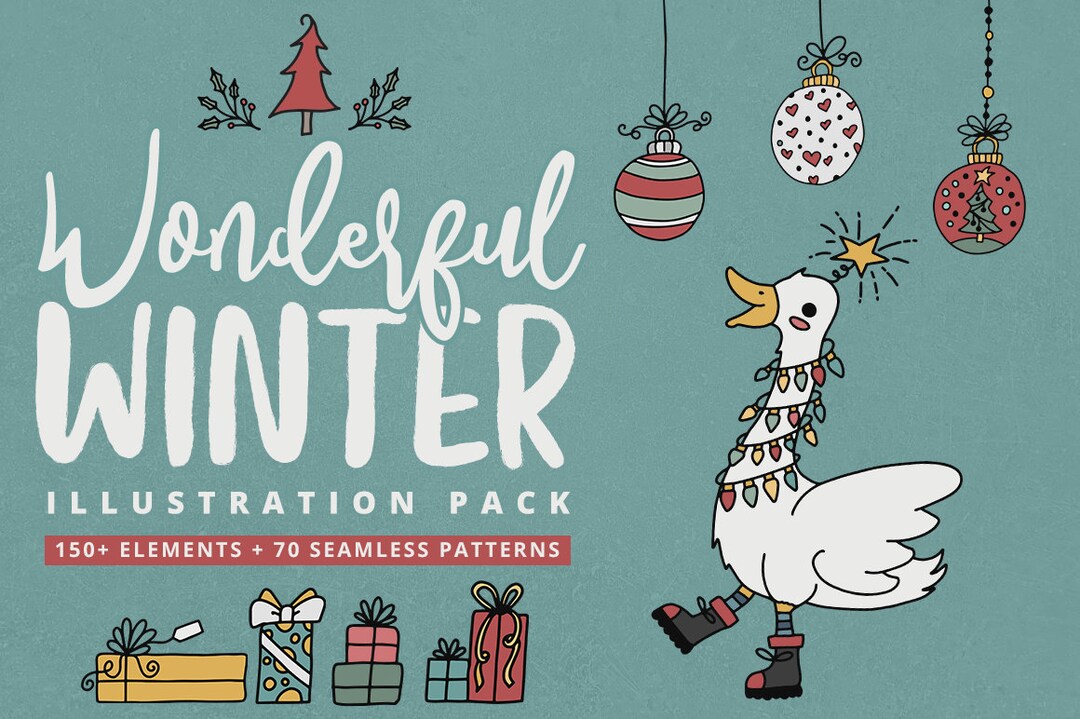Hand Drawn Winter Clip Art Set, Christmas Clipart, Holiday Clipart ...