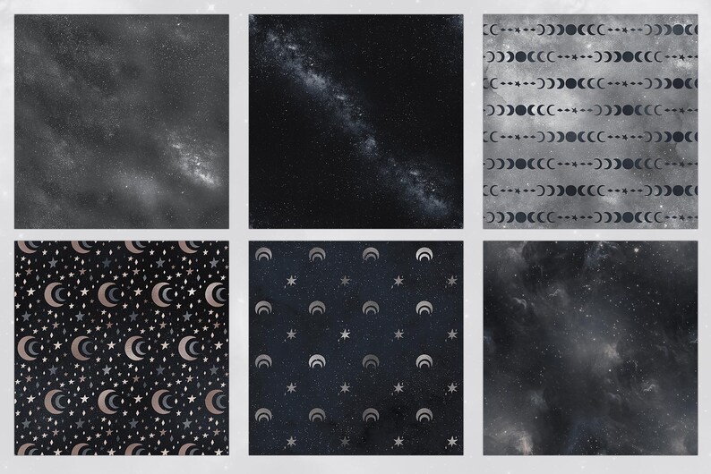 Dark Galaxy Digital Paper, Celestial Star Patterns, Space Scrapbook ...