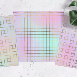 Holo Gold Grid Digital Paper, Grid Patterns, Holographic Patterns ...