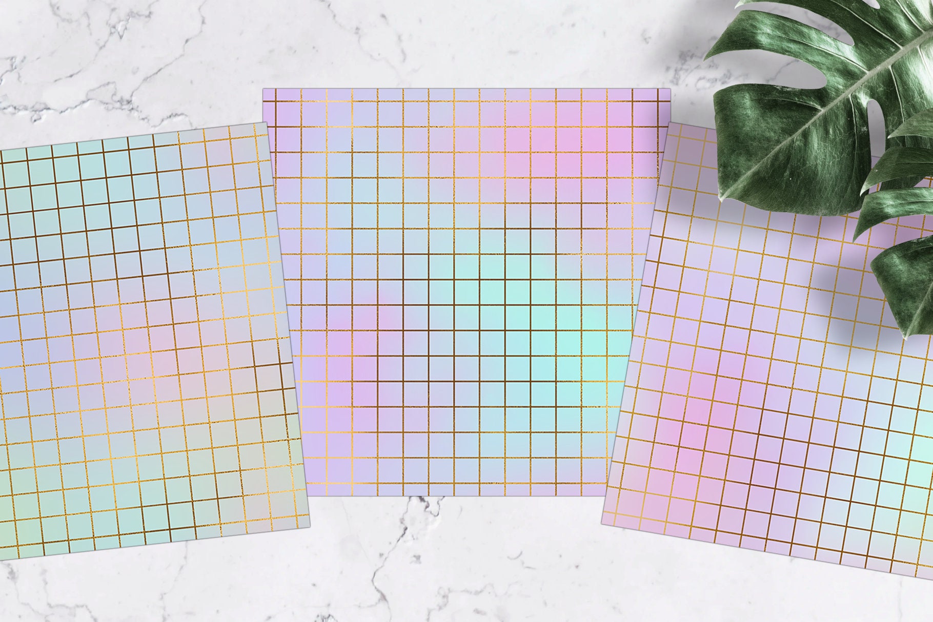 Holo Gold Grid Digital Paper, Grid Patterns, Holographic Patterns ...